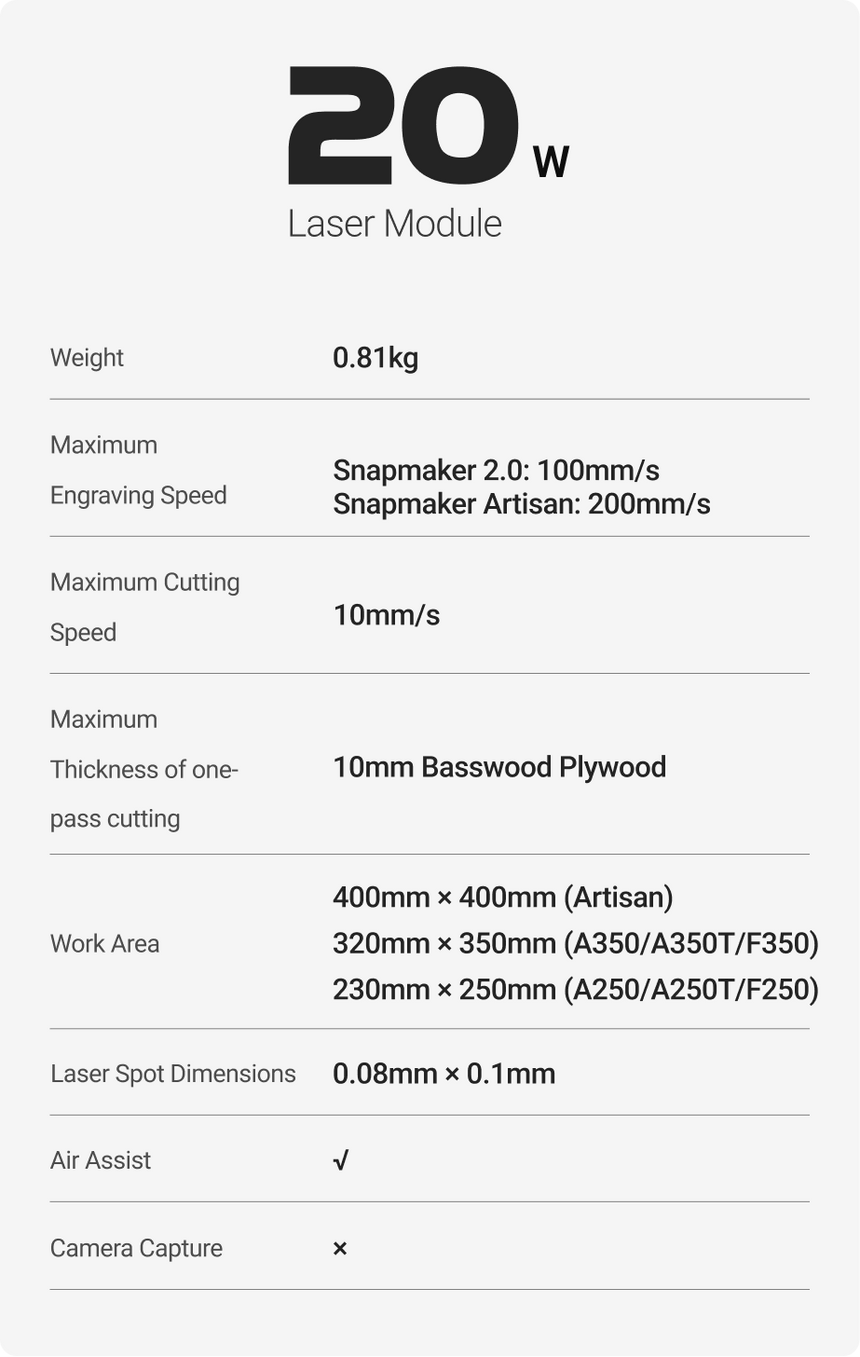 Snapmaker 20W Cutter | 40W Laser Engraver Online – Snapmaker US