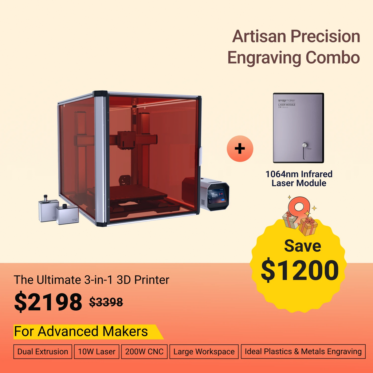 Snapmaker Artisan 3-in-1 3D Printer - Snapmaker US